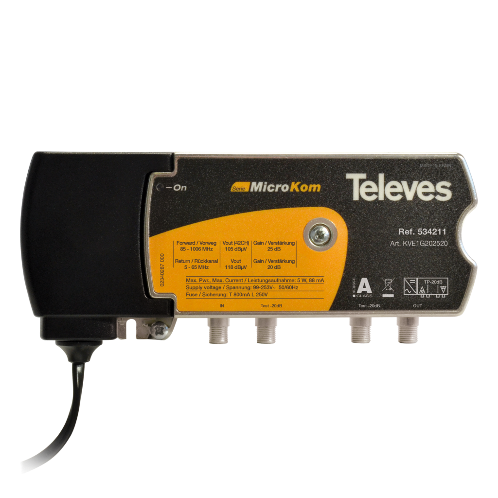 Televes MicroKom breedband versterker 20/25 dB met retourband NML ...