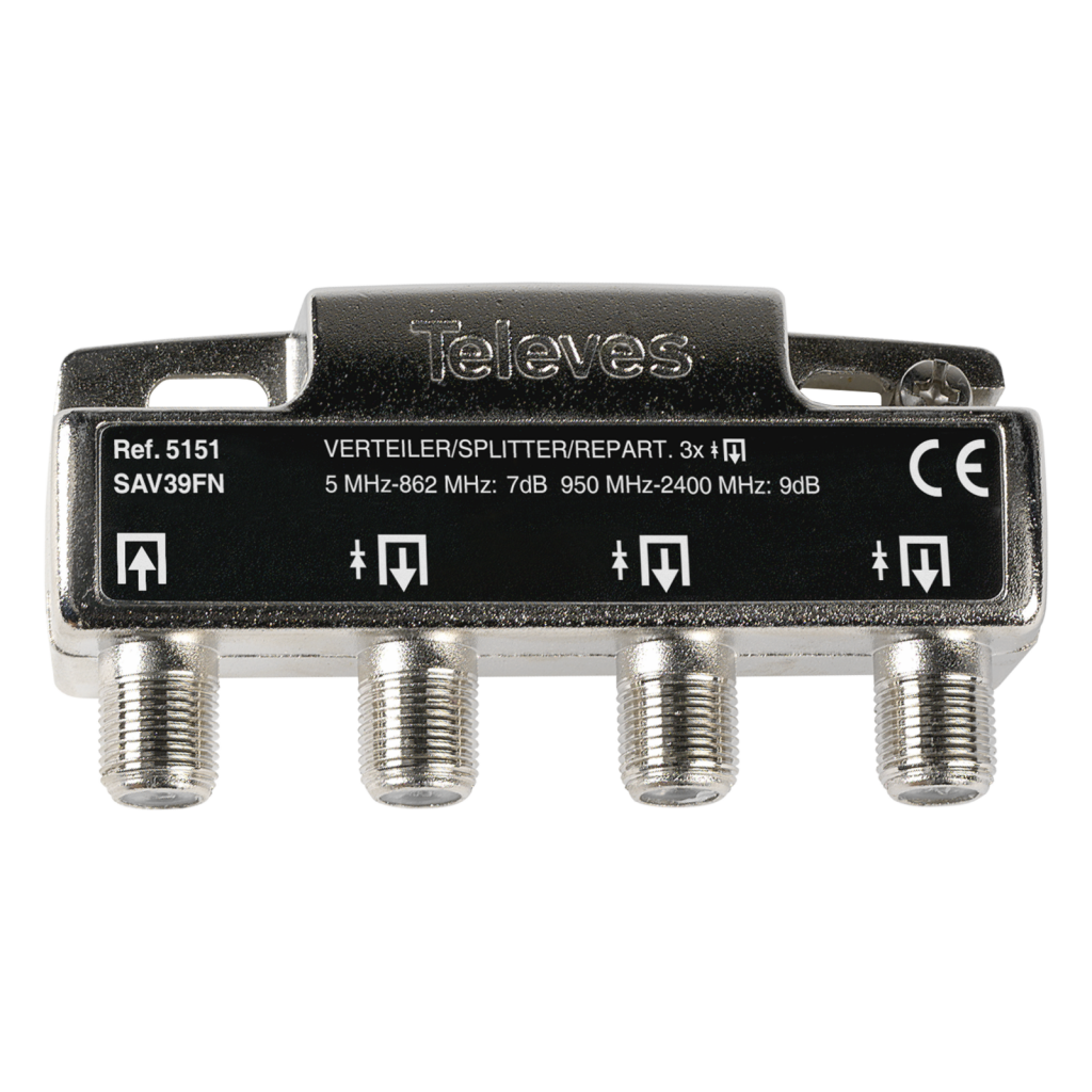 Televes Splitter 3-weg 5..2400 MHz. DC pass Diode - Webshop Hertzinger